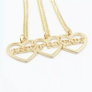 Jewelry | New 3pc Heart Shaped Best Friends Gold Necklace | Poshmark
